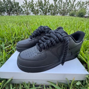 Custom Matte Black Af1 With Black Rope Laces - Etsy