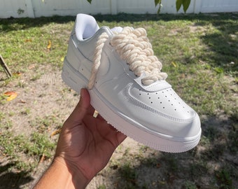 Custom Matte Black Af1 With Black Rope Laces - Etsy