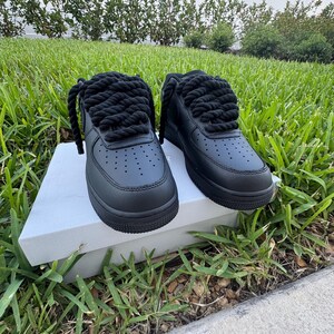 Custom Matte Black Af1 With Black Rope Laces - Etsy