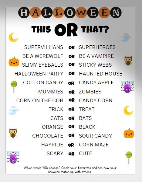 Halloween Party Game Printable for Classrooms Halloween - Etsy