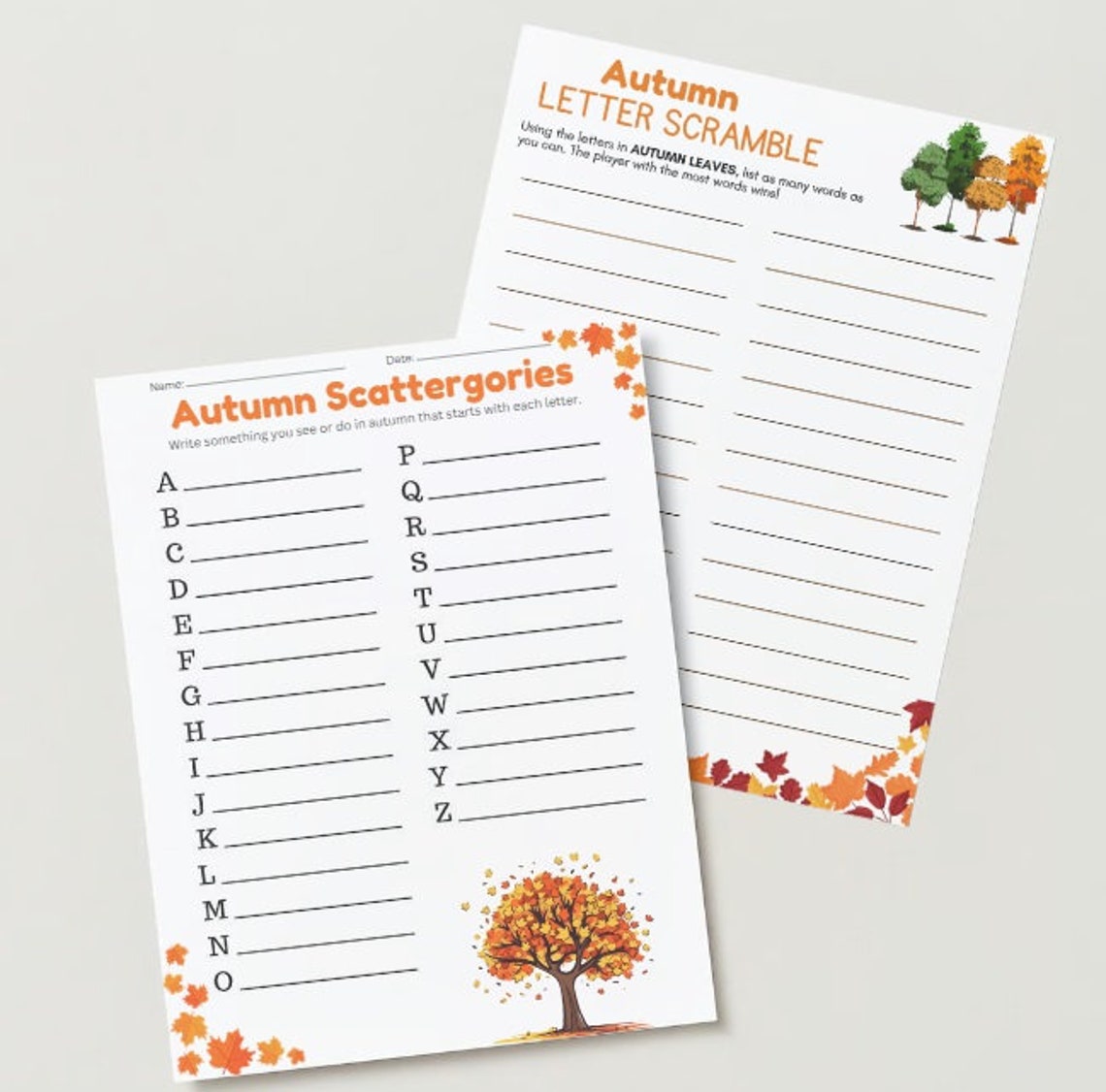 Harvest Party Game Printable for Classrooms, Harvest Scattergories ...
