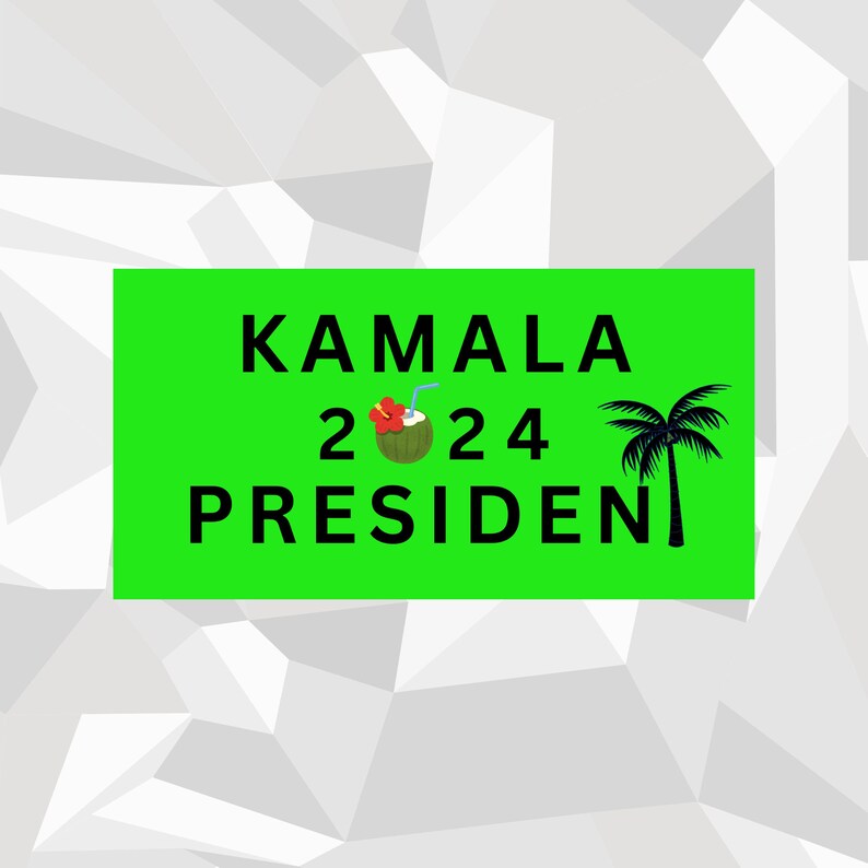 Kamala Harris Coconut Tree Bumper Stickers Vinyl Waterproof, Election ...