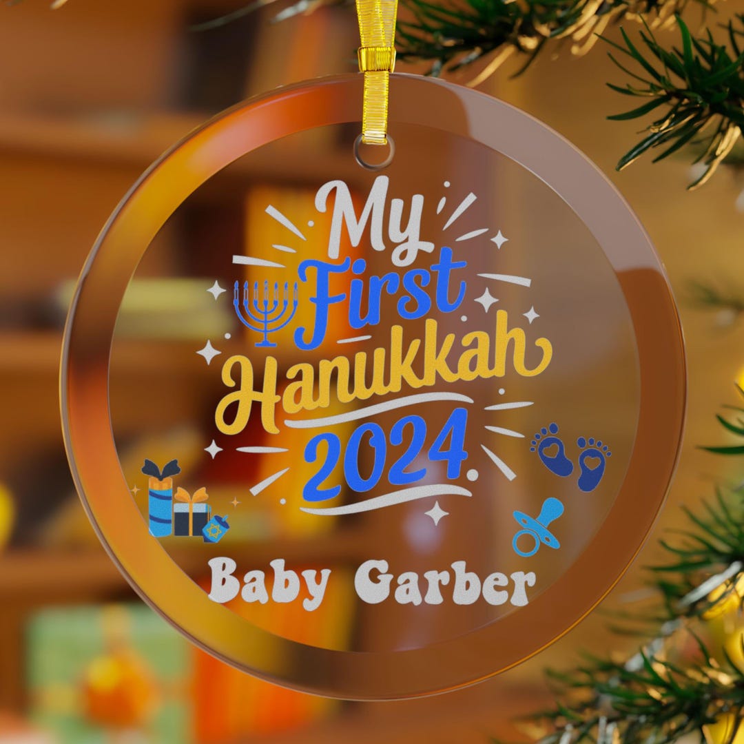 Personalized Baby's First Hanukkah Glass Ornaments, Hanukkah Christmas ...