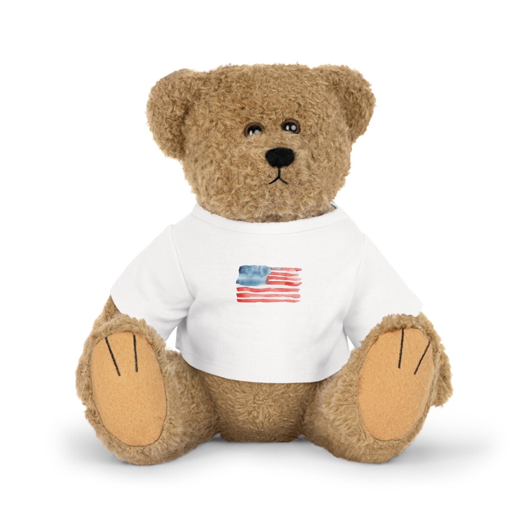 American Flag Teddy Bear Plush Toy With T-shirt for Baby Shower, Gift ...
