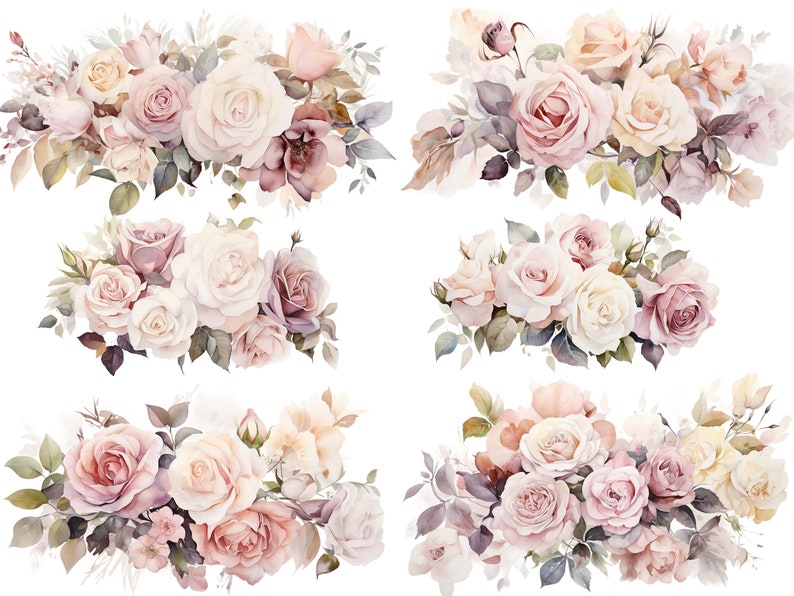 Dusty Rose Floral Clipart Bundle Floral Corner Border Floral - Etsy