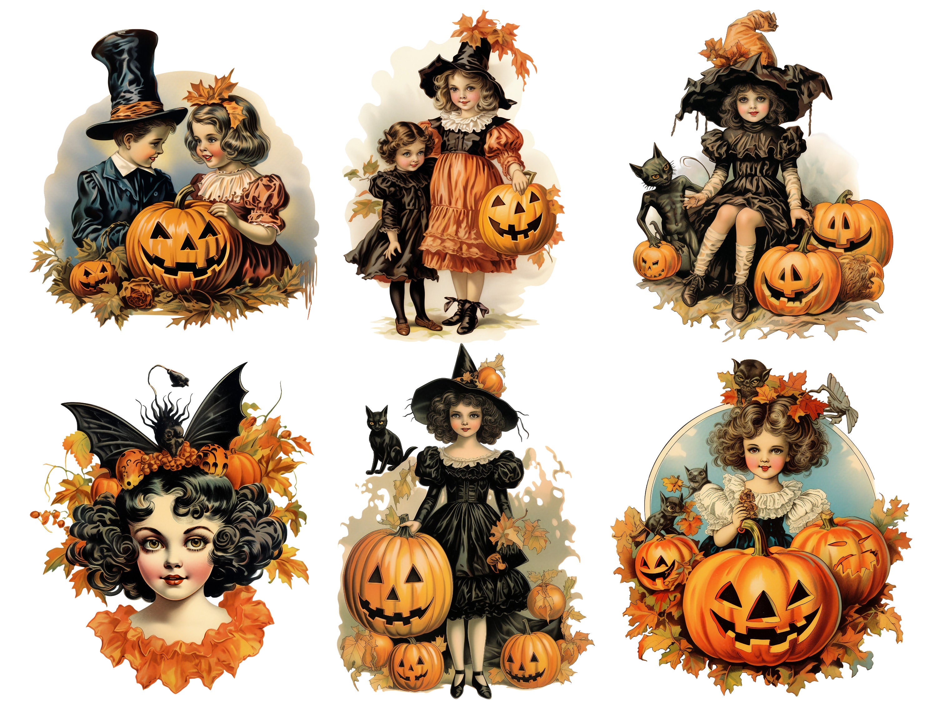 Vintage Halloween Clipart Halloween Clipart Vintage Witch - Etsy