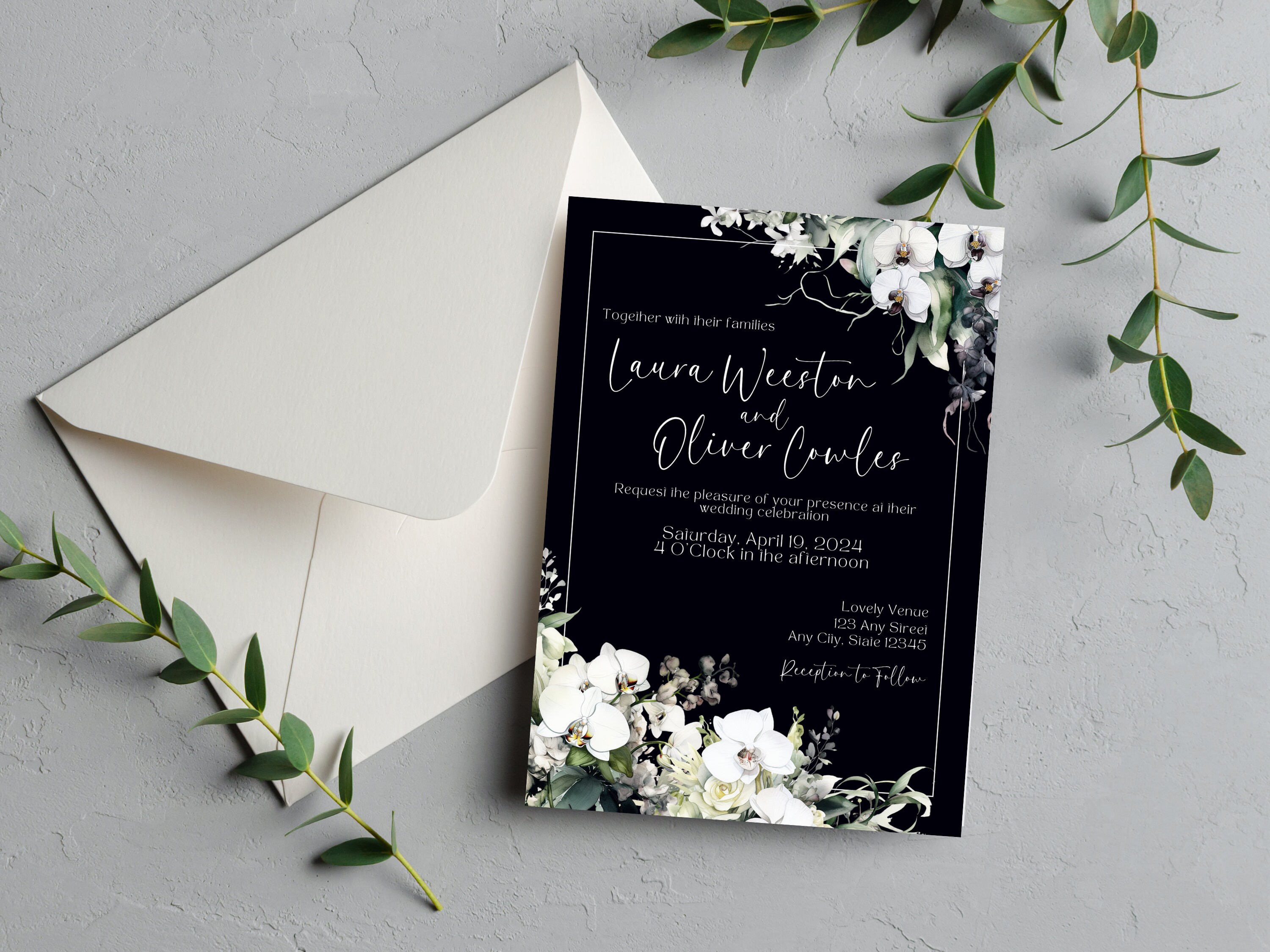 White Orchid Clipart Bundle, Watercolor Clipart, Floral Corner Border ...