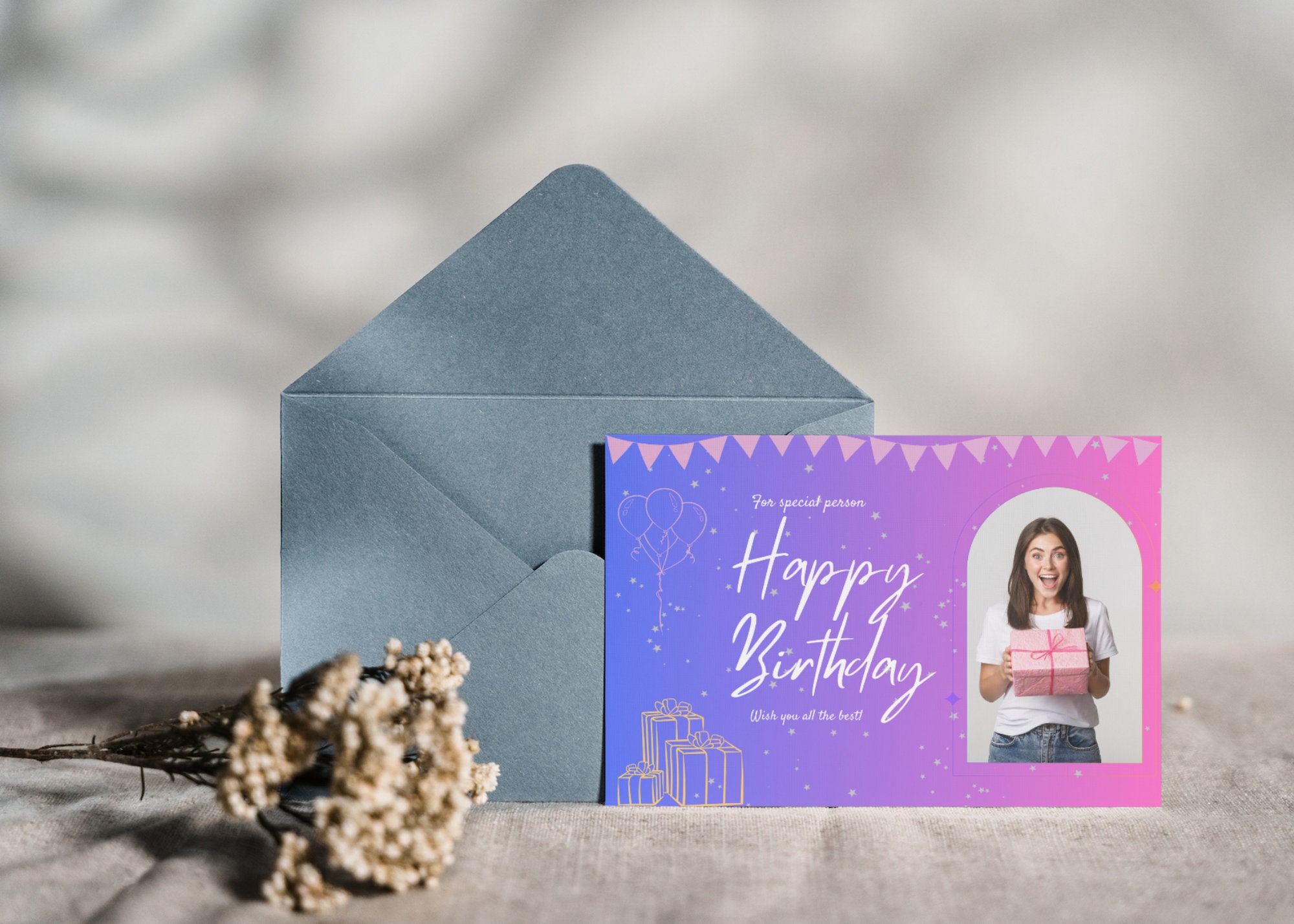 Personalized Pink Bliss: Custom Happy Birthday Card With Your Special ...