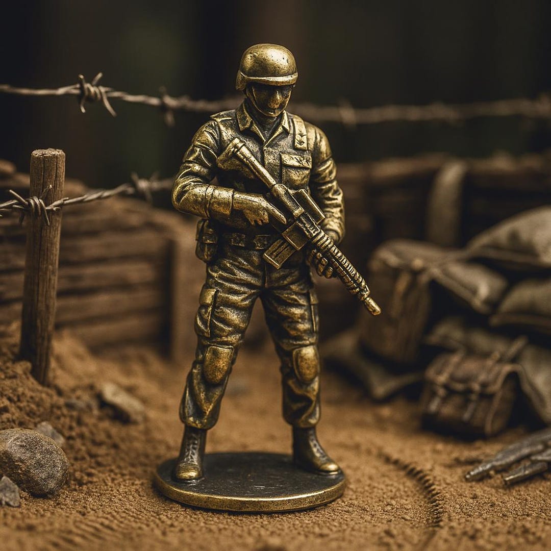 Brass Military Figurine - Armed Miniature Soldier | Desk or Showcase ...