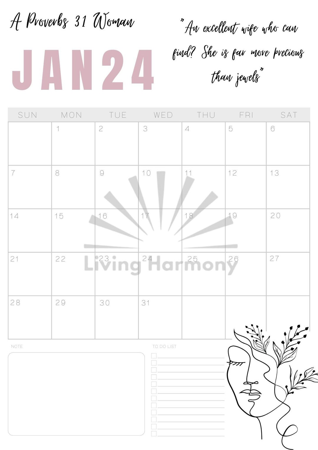 Proverbs 31 Woman Christian Calendar 2024 - Etsy