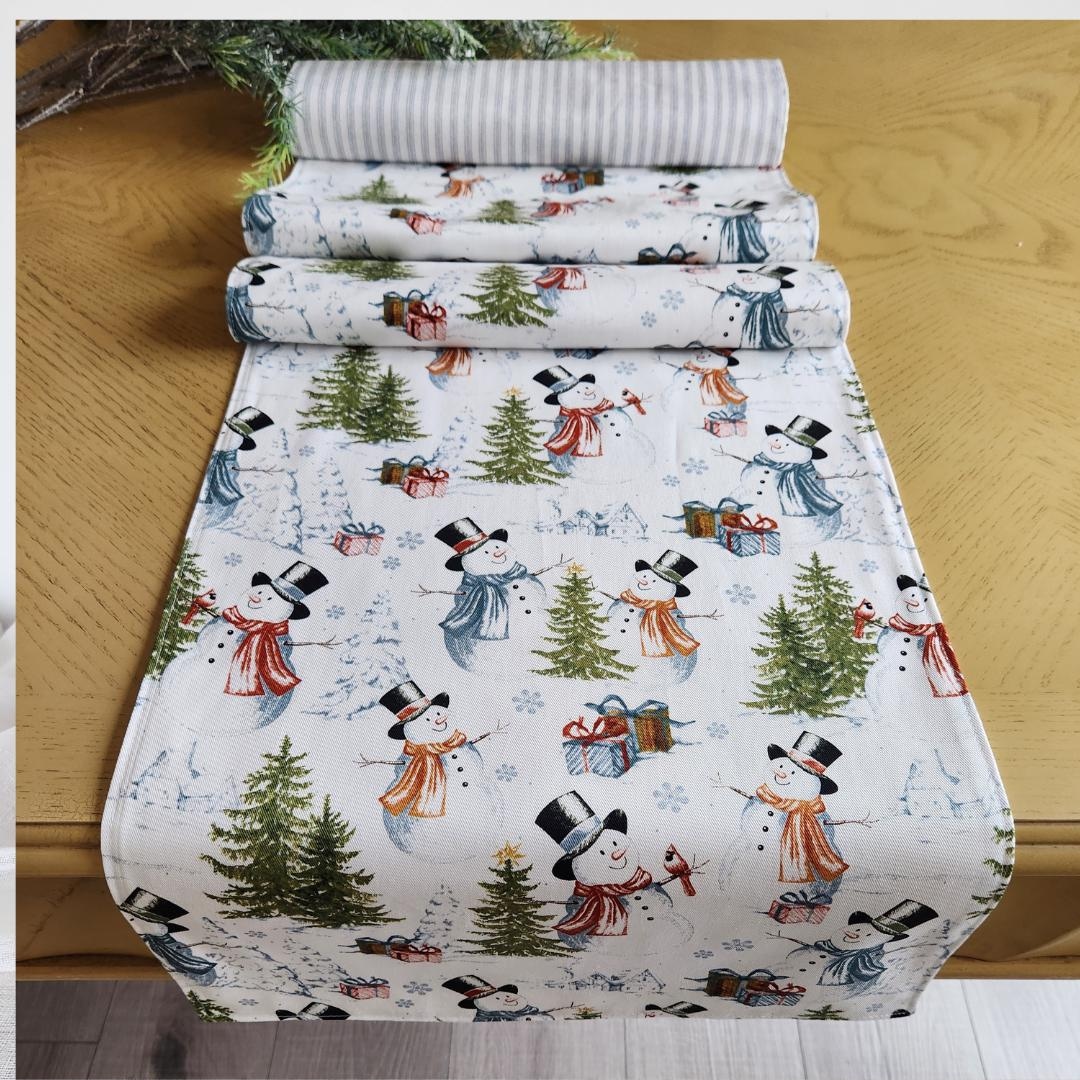 Happy Snowman Table Runner, Holiday Table Runner,| Elegant Home Decor ...