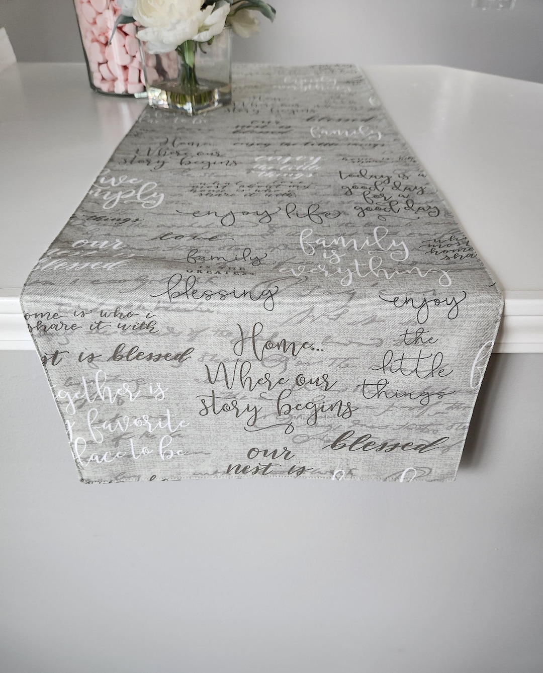 Family Table Runner, Neutral Table Runner,| Elegant Home Decor, Rustic ...