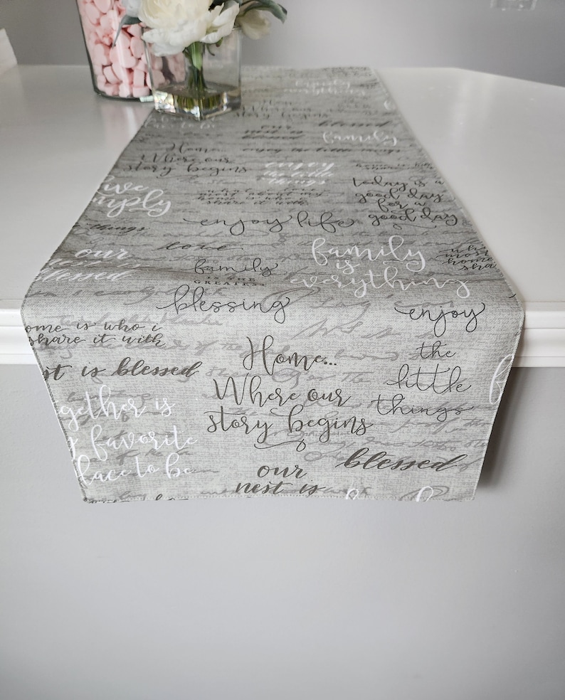 Family Table Runner, Neutral Table Runner,| Elegant Home Decor, Rustic ...