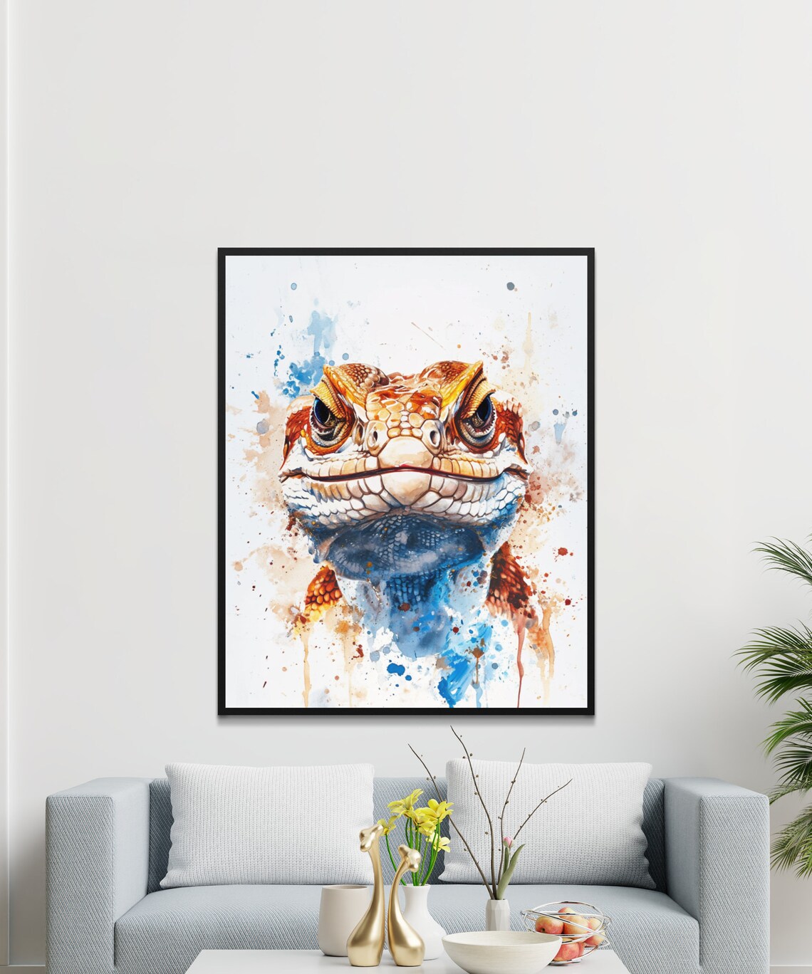 Watercolor Lizard Art Print, Bearded Dragon Digital Download, Reptile ...