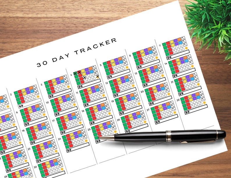 Printable 30-day Portion Control & Fitness Tracker | Plan A - Etsy