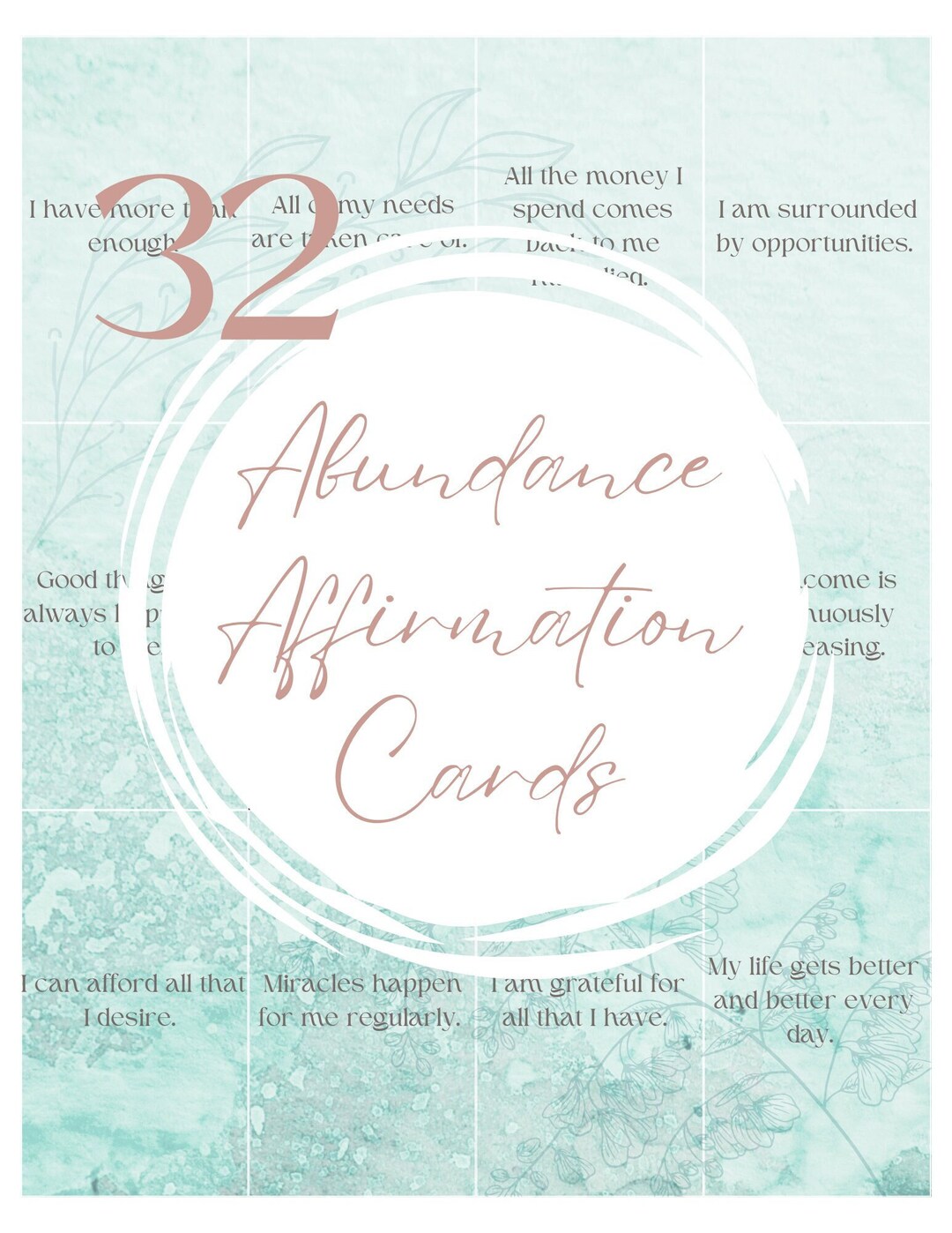 32 Printable Abundance Affirmation Cards Positive Affirmations Digital ...