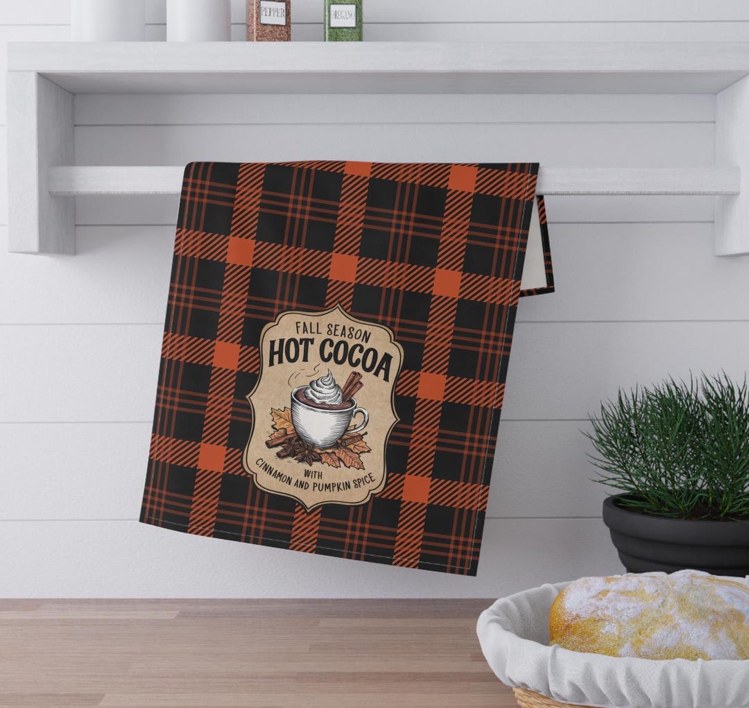 Hot Cocoa Kitchen Towel, Fall Harvest Kitchen Towel, Cute Fall Gifts ...