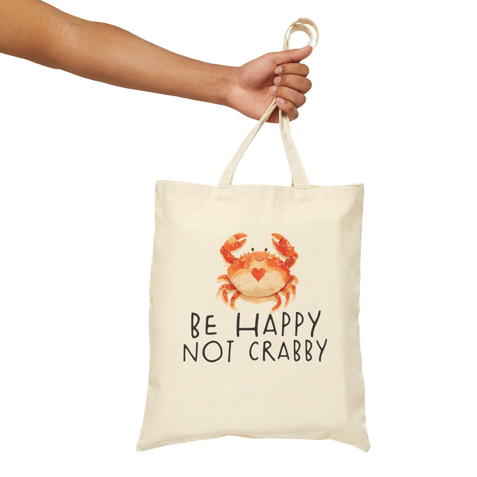 Crabby Tote Bag, Be Happy Not Crabby Tote Bag, Sea Creatures Shopping ...