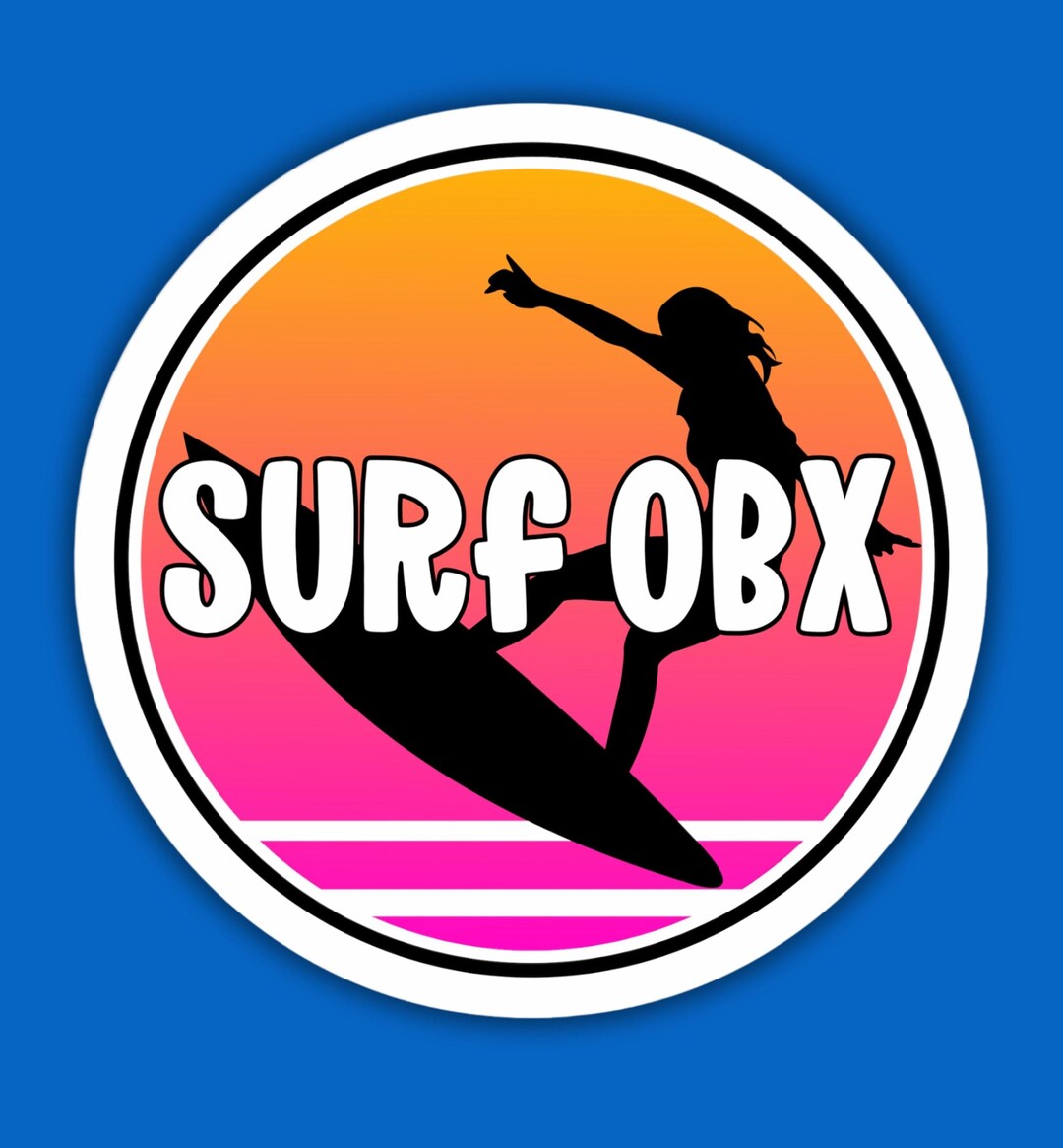 Surf OBX Stickers, Indoor Outdoor Surf Stickers, Surfer Girl, Beach ...