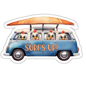 Surf's up Stickers, Chicken Lovers Stickers, Beach Stickers, Surfing ...