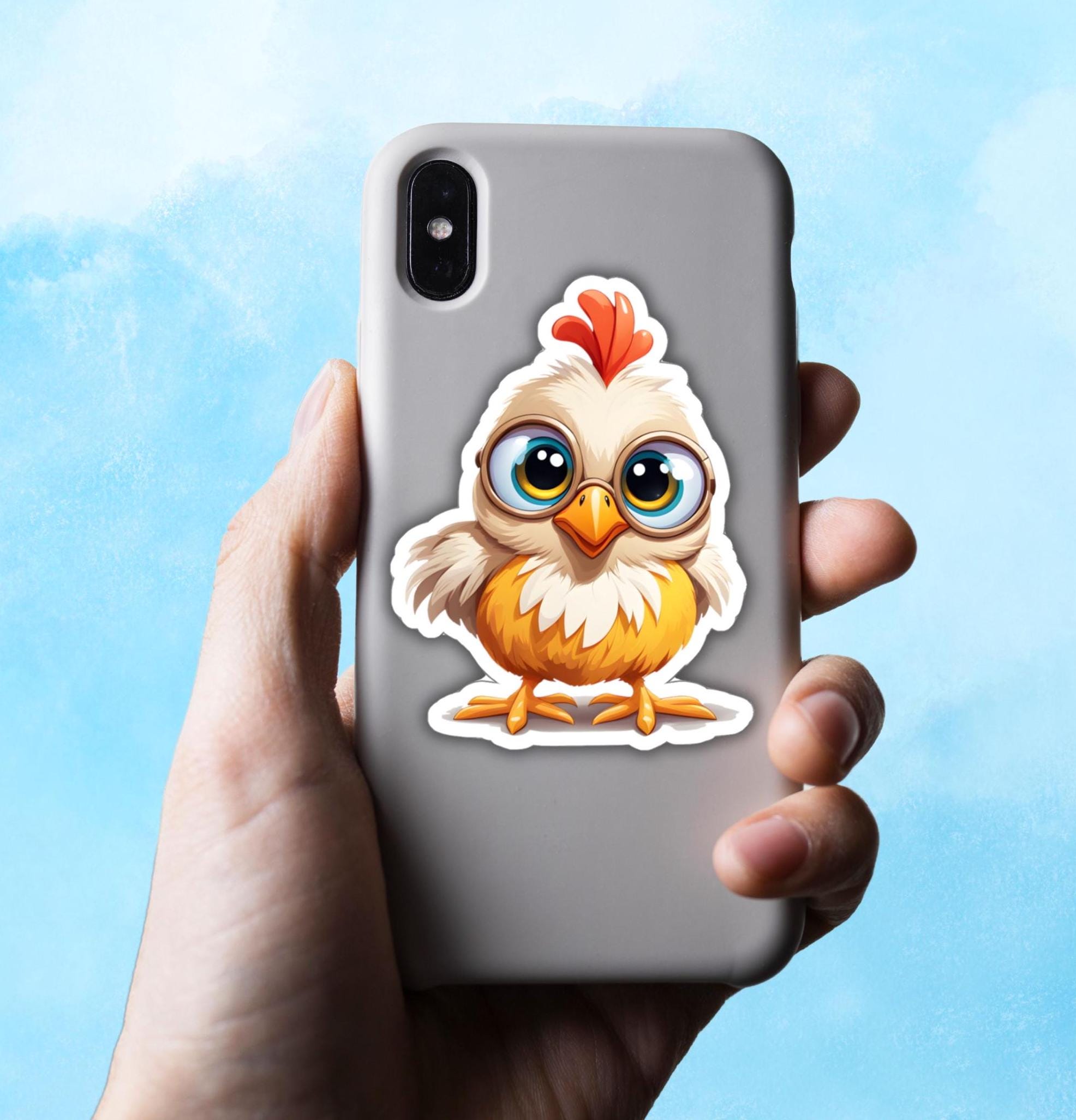 Funny Chicken Sticker, Cute Chicken Die-cut Stickers, Happy Barnyard ...