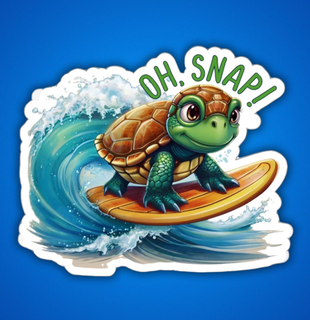 Turtle Stickers, Oh Snap Turtles, Sea Creatures Stickers, Funny Turtle ...