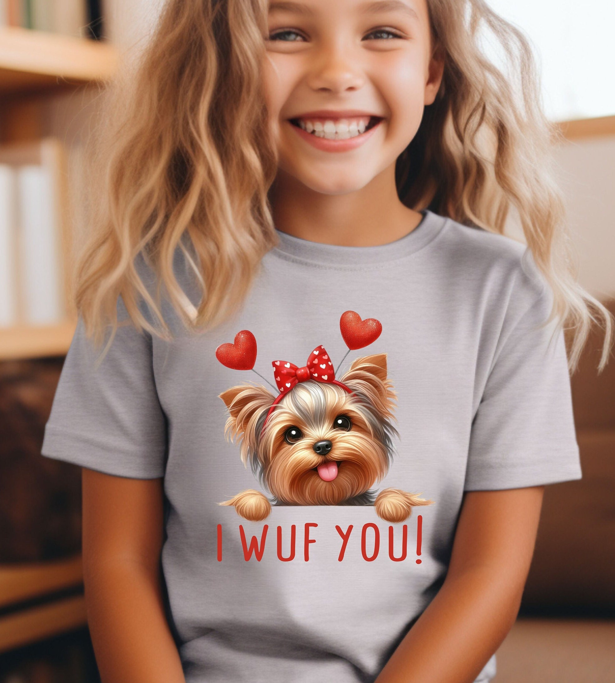 Youth I Wuf You Valentines Day Shirt Kids Cute Puppy Shirt Popular ...
