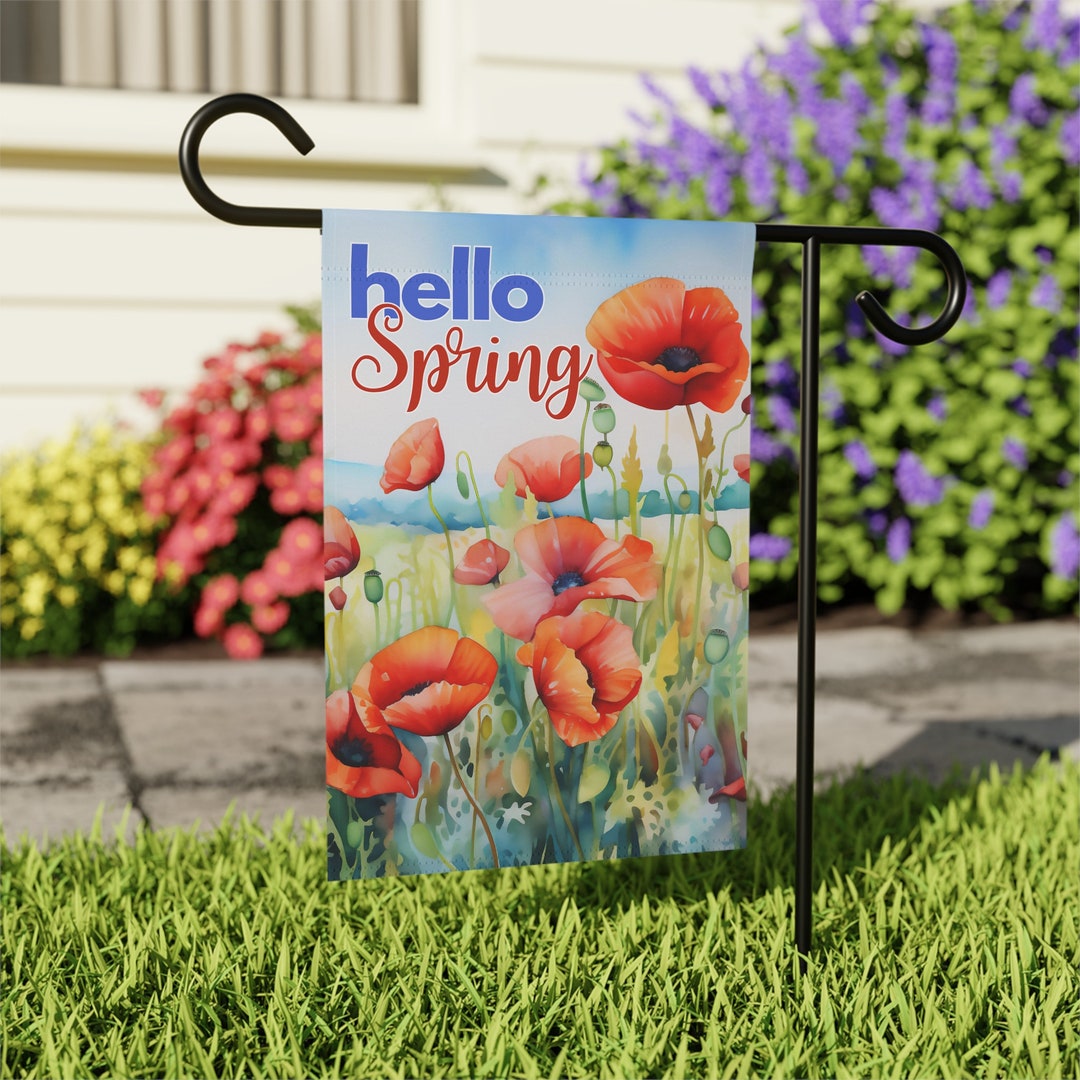 Spring Garden and Yard Banner Hello Spring Flowers Yard Sign Most ...