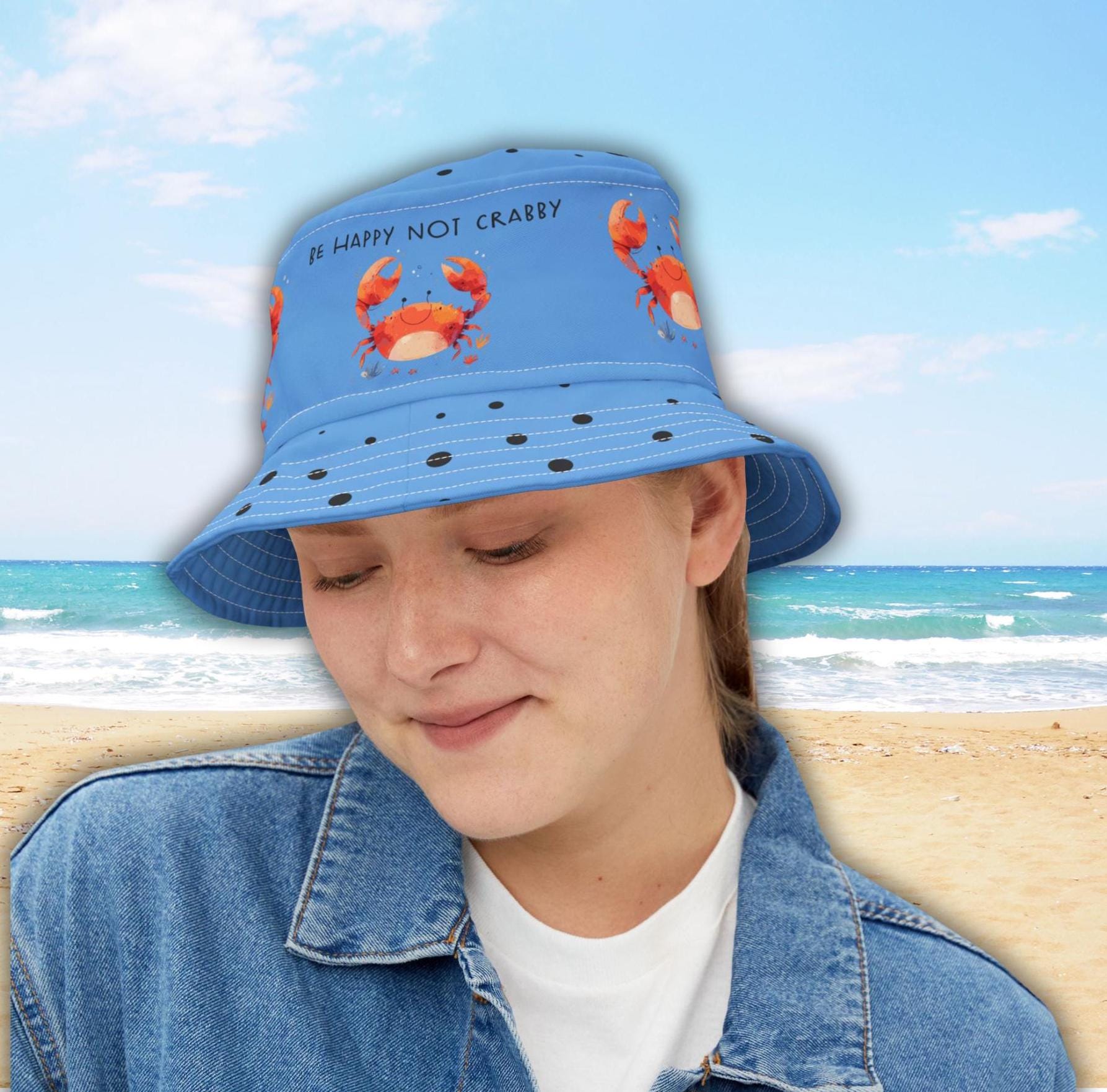 Crab Bucket Hat, Crab Beach Hat, Crab Lovers Gifts, Sea Creatures ...