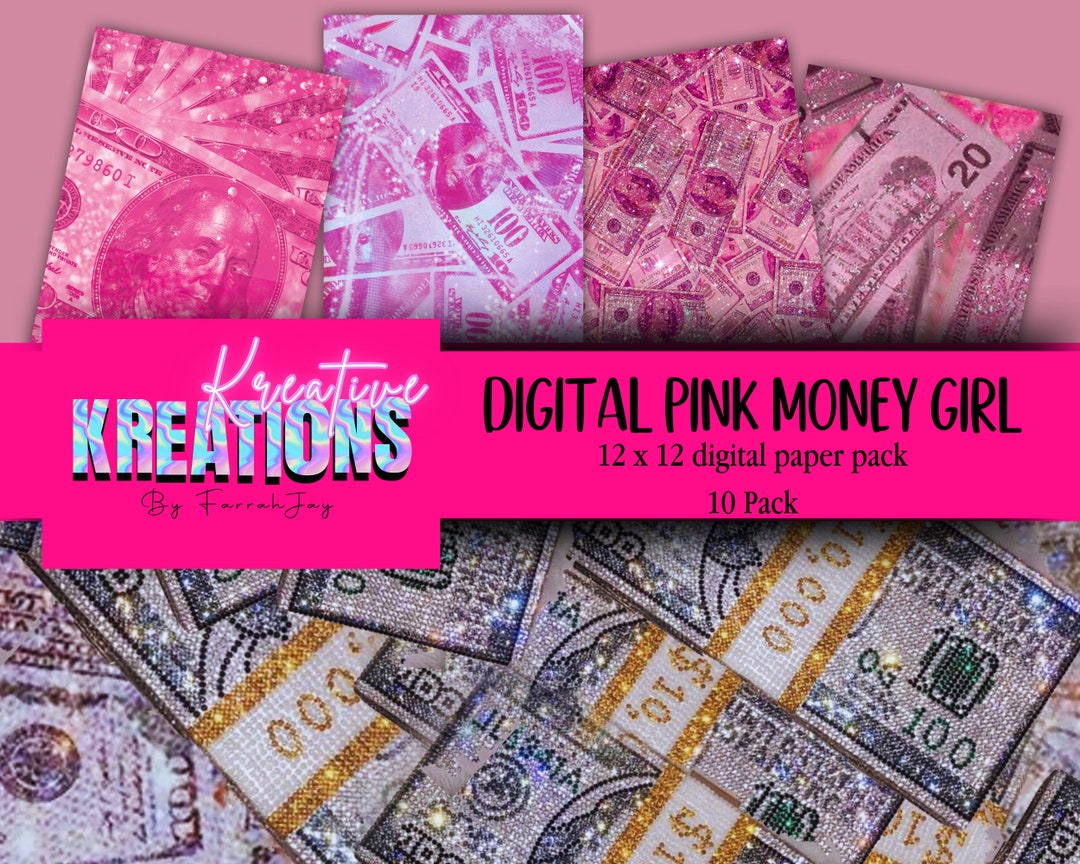 Pink and Silver Money Digital Paper Background With Glitter and Shimmer ...