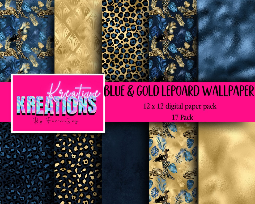 Blue and Gold Digital Paper Backgrounds Sparkles and Glitter Craft and ...