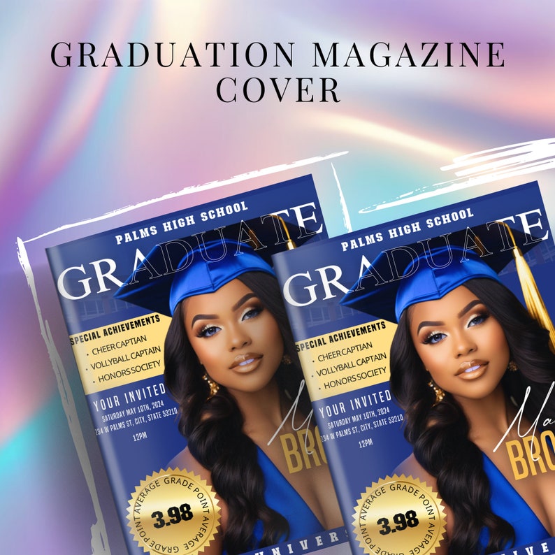 Graduation Magazine, Cover, Grad Models, PNG Files, Digital Downloads ...