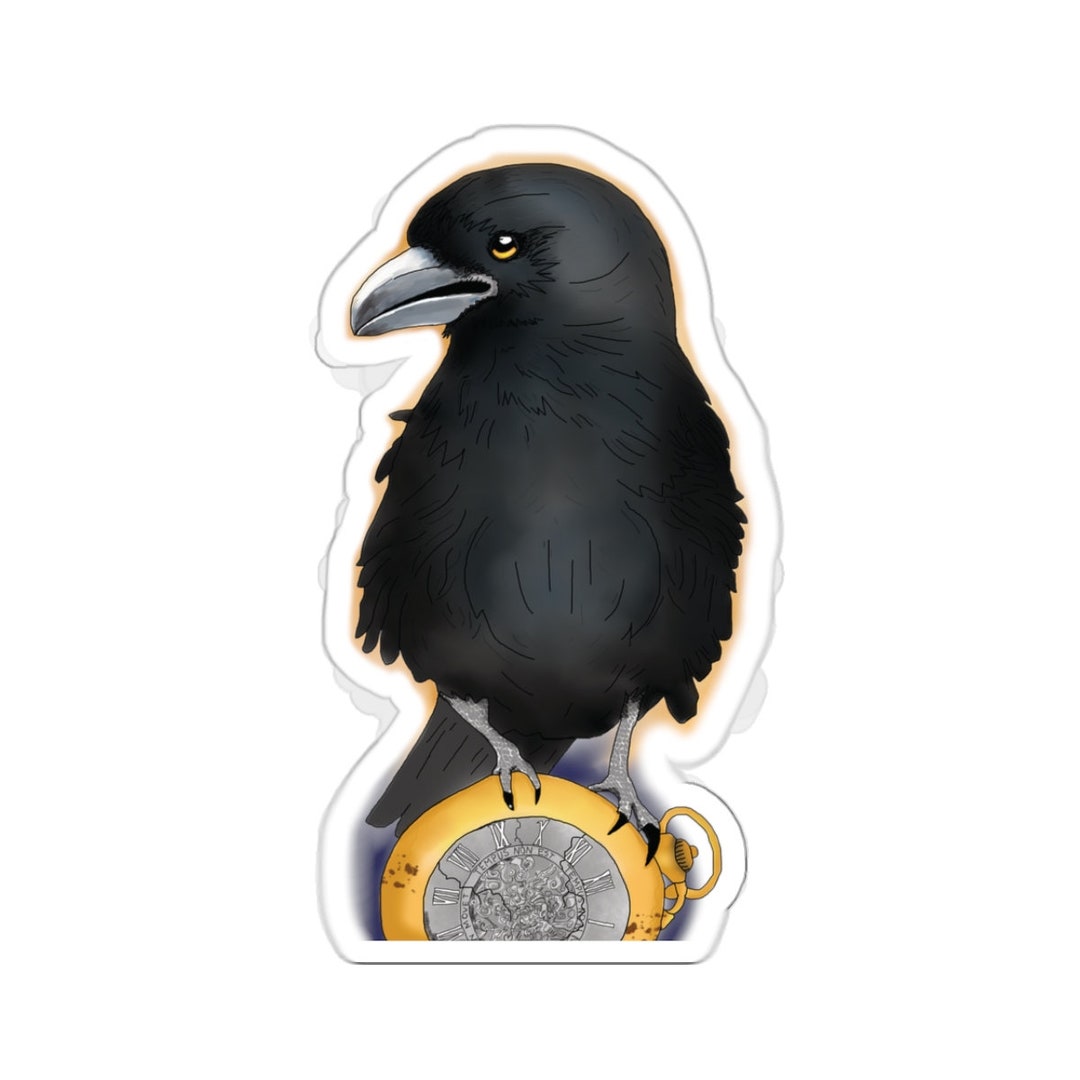 Crow and Pocket Watch Sticker Kiss-cut Dark Gothic Sticker - Etsy