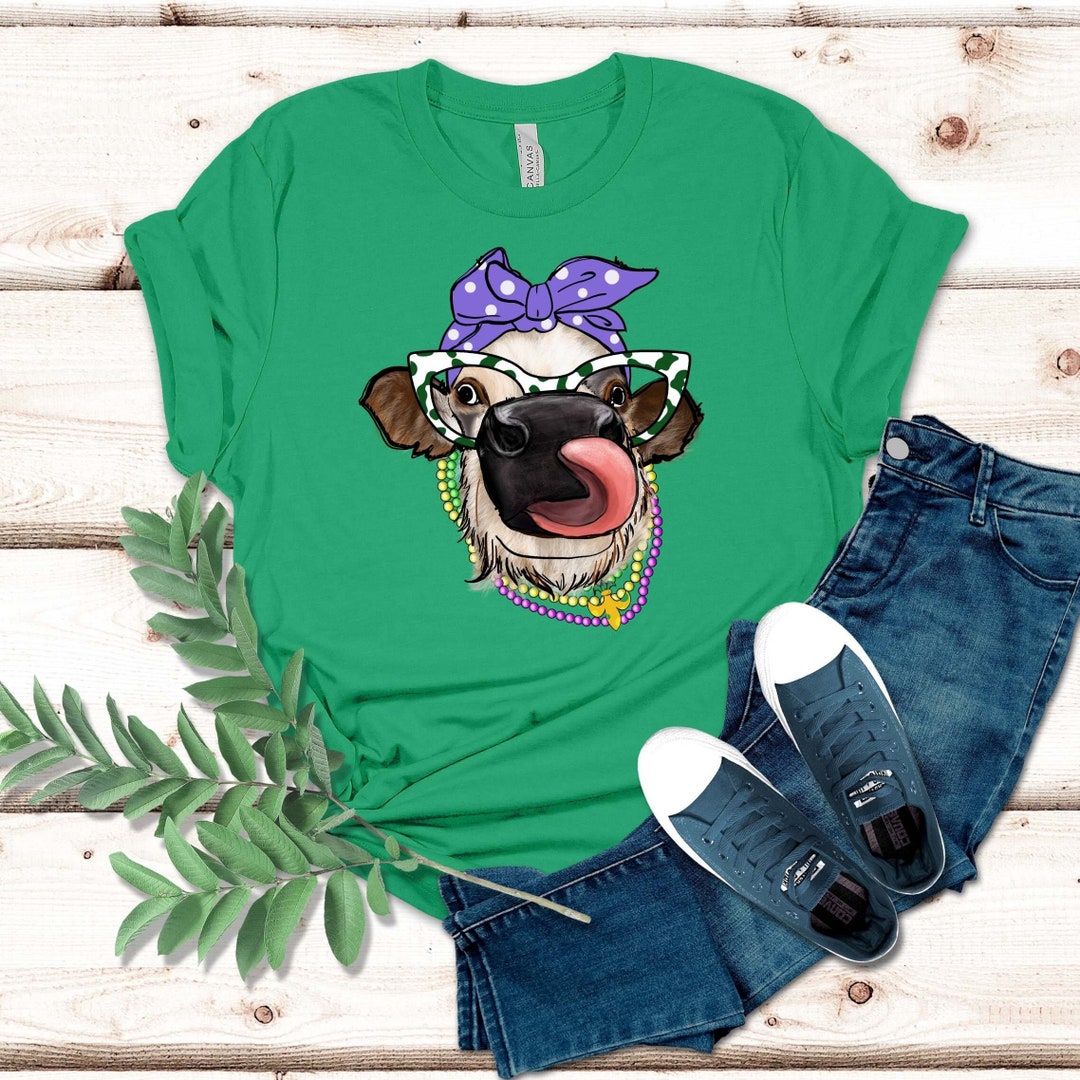 Mardi Gras Cow Shirt, Funny Mardi Gras Shirt, New Orleans Saints Shirt ...
