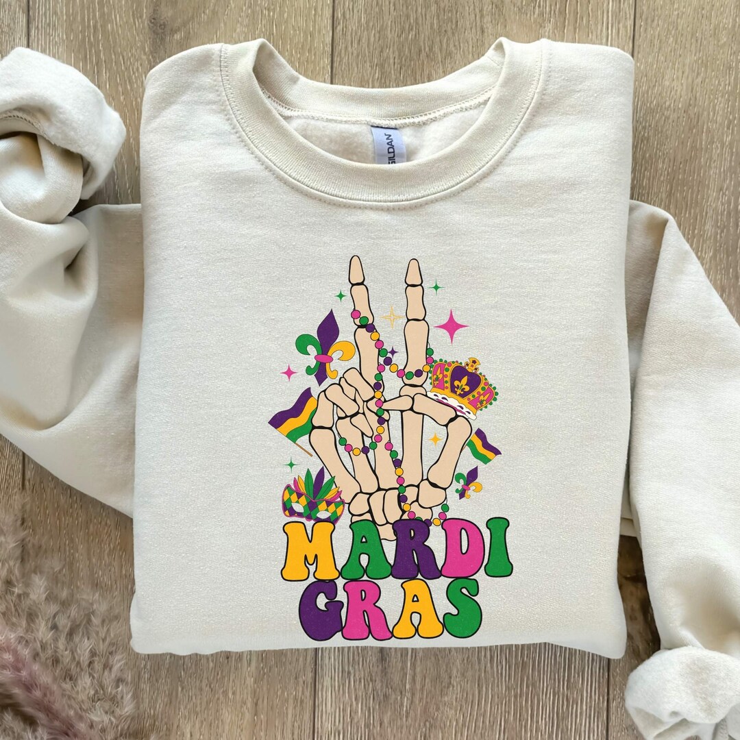Mardi Gras Shirt, Mardi Gras Skeleton Hand Shirt, Nola Shirt, Fat ...
