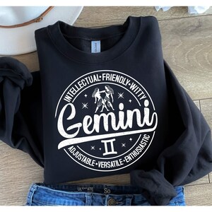 Zodiac Astrology Sweatshirt, Custom Horoscope Shirt, Gemini Birthday ...