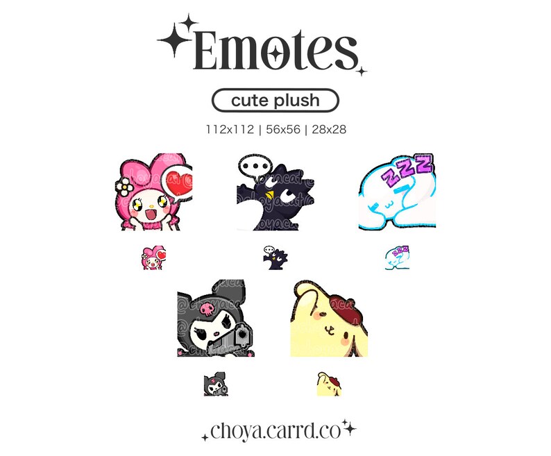 Cute Aesthetic Kawaii Plush Emote Set for Twitch, Youtube, Streaming - Etsy