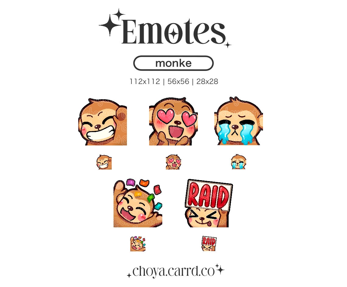 Cute Monkey Emote Set for Twitch - Etsy