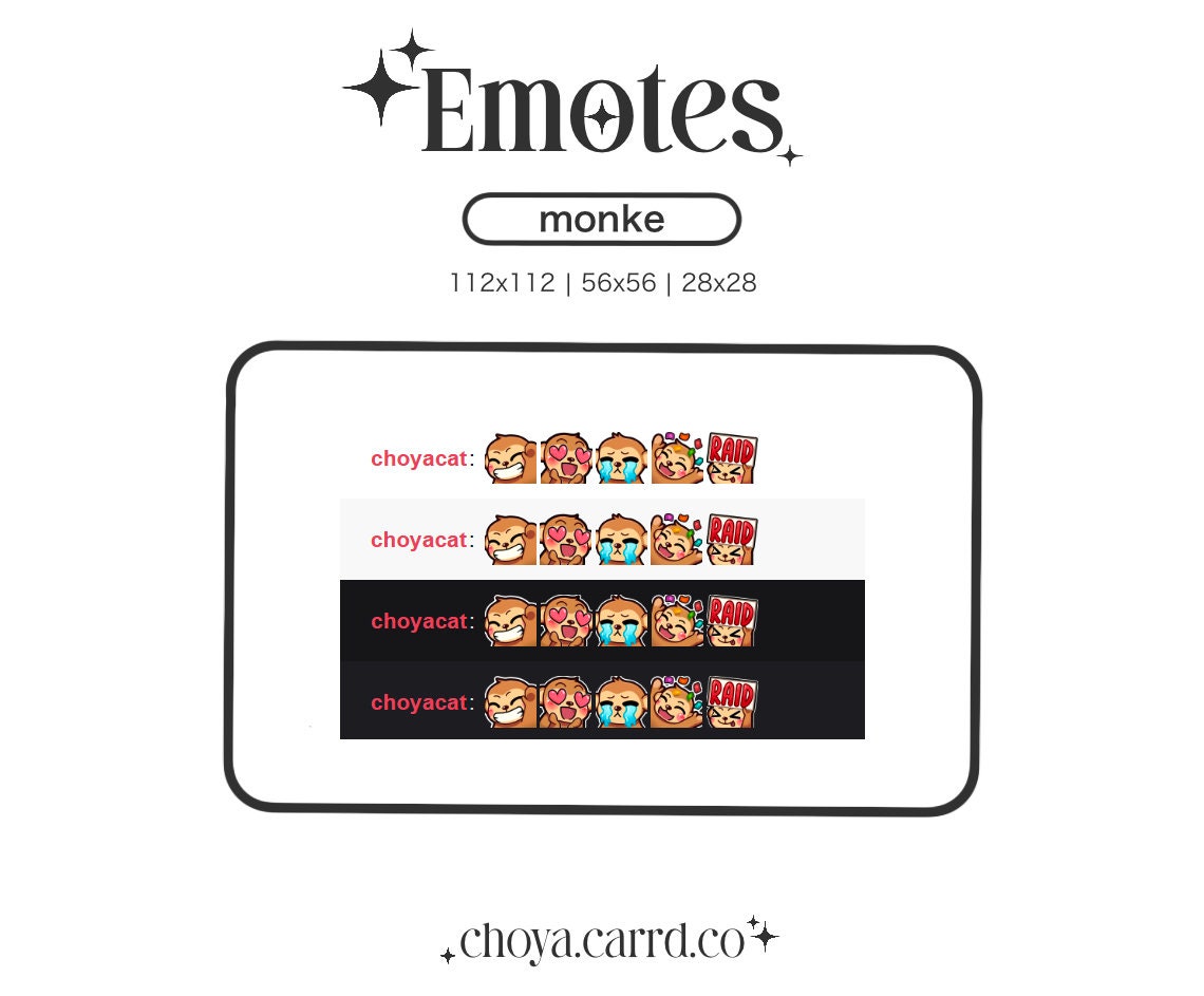 Cute Monkey Emote Set for Twitch - Etsy