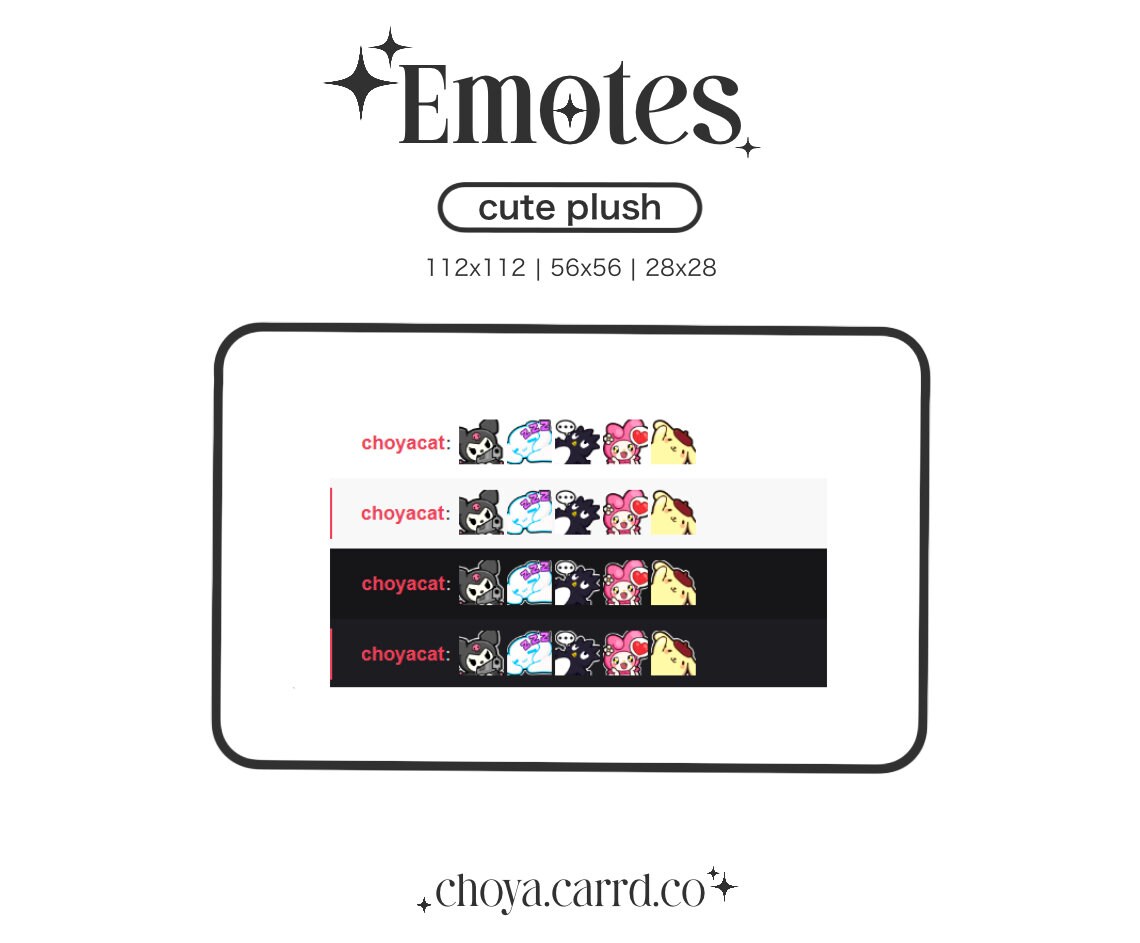 Cute Aesthetic Kawaii Plush Emote Set for Twitch, Youtube, Streaming - Etsy