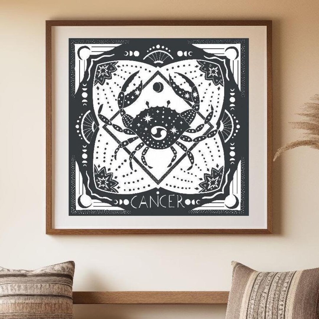 Cancer Zodiac Wall Art Decor, Astrological Sign Poster, Southwestern ...