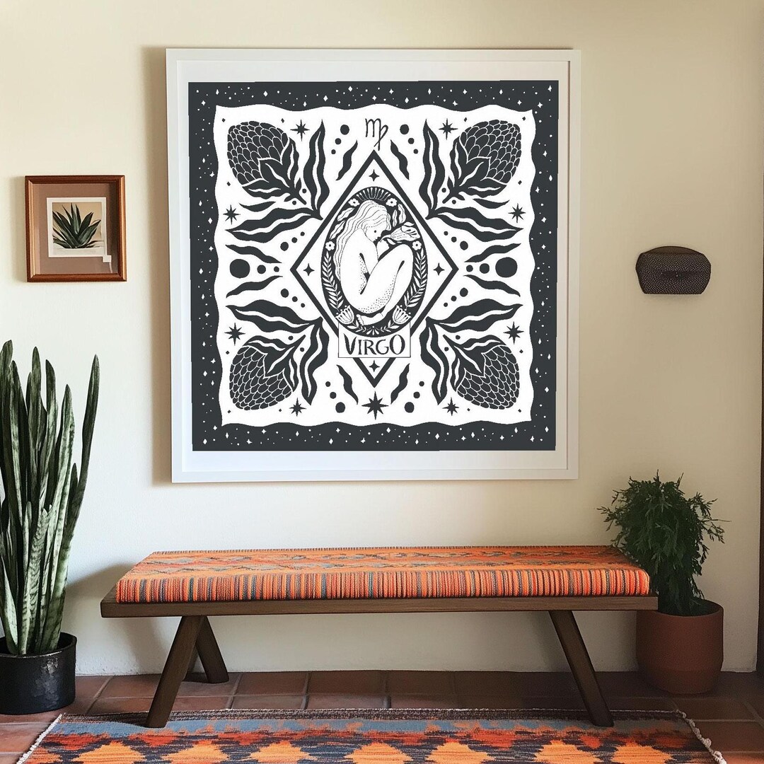Virgo Wall Art, Zodiac Star Sign Poster, Southwestern Framed Wall Decor ...