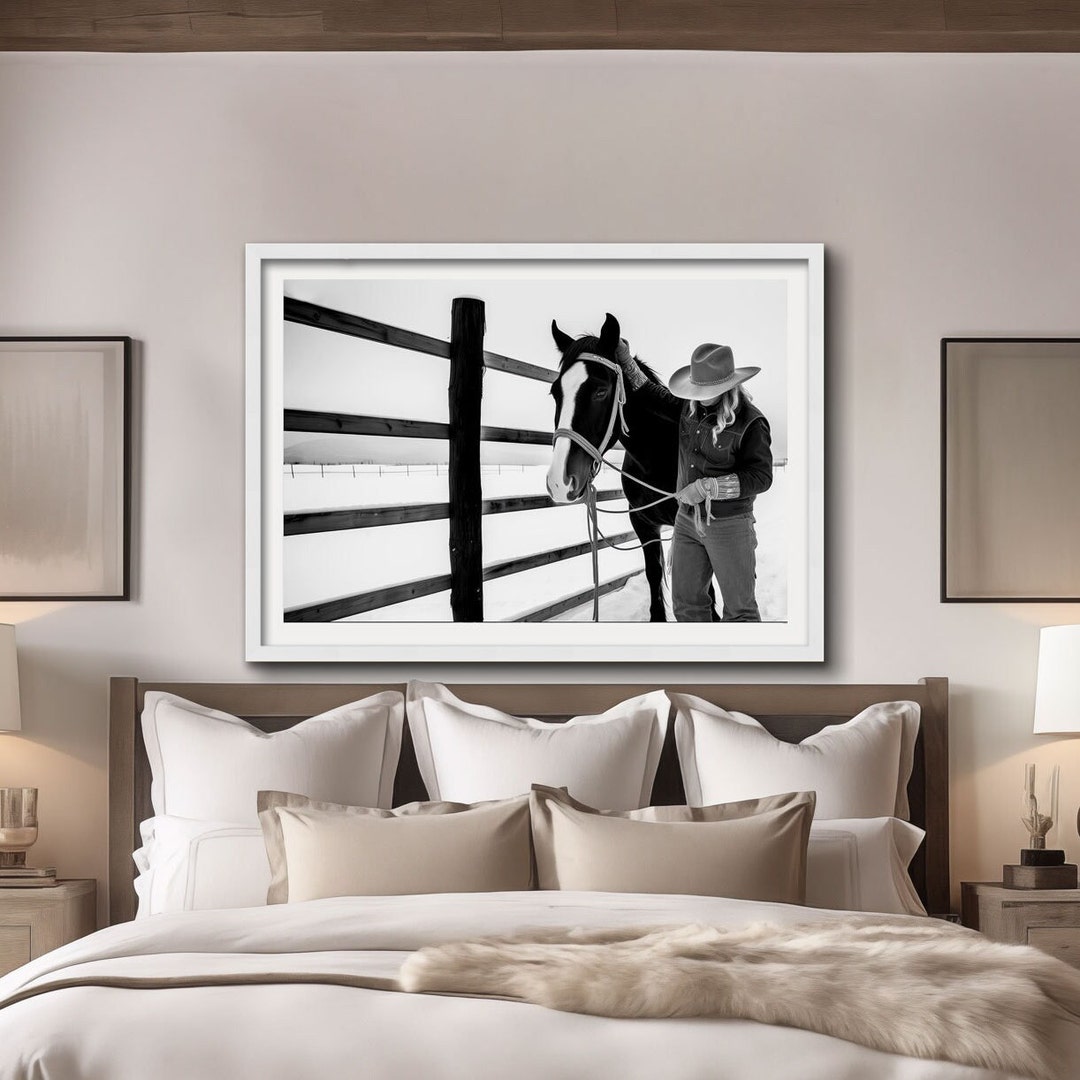 Horse Framed Print, Large Horse Poster, Western Wall Decor, Large Horse ...