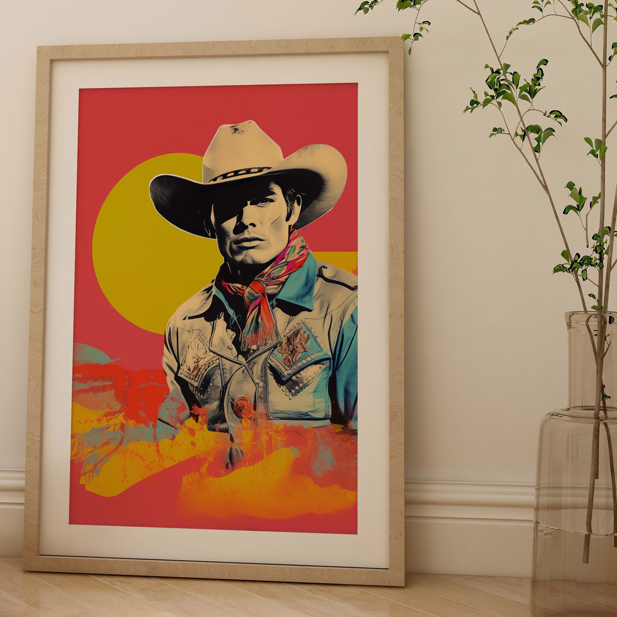 Western Cowboy Pop Art Print, Cowboy Art, Western Framed Wall Print ...