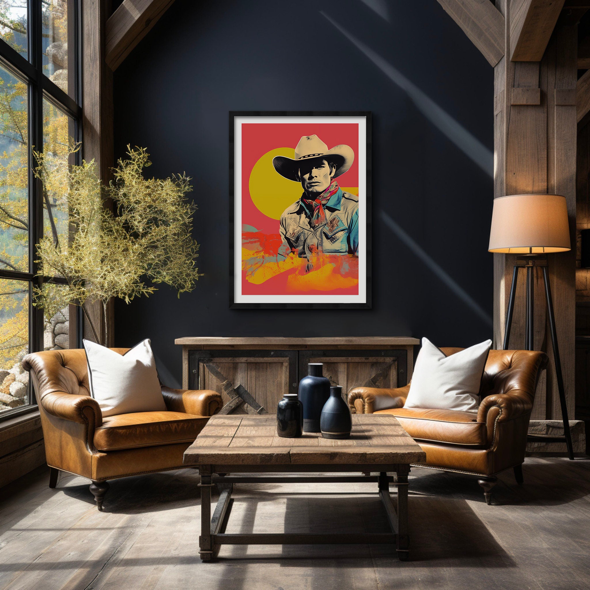 Framed Cowboy Pop Art Print, Cowboy Wall Art, Southwestern & Western ...