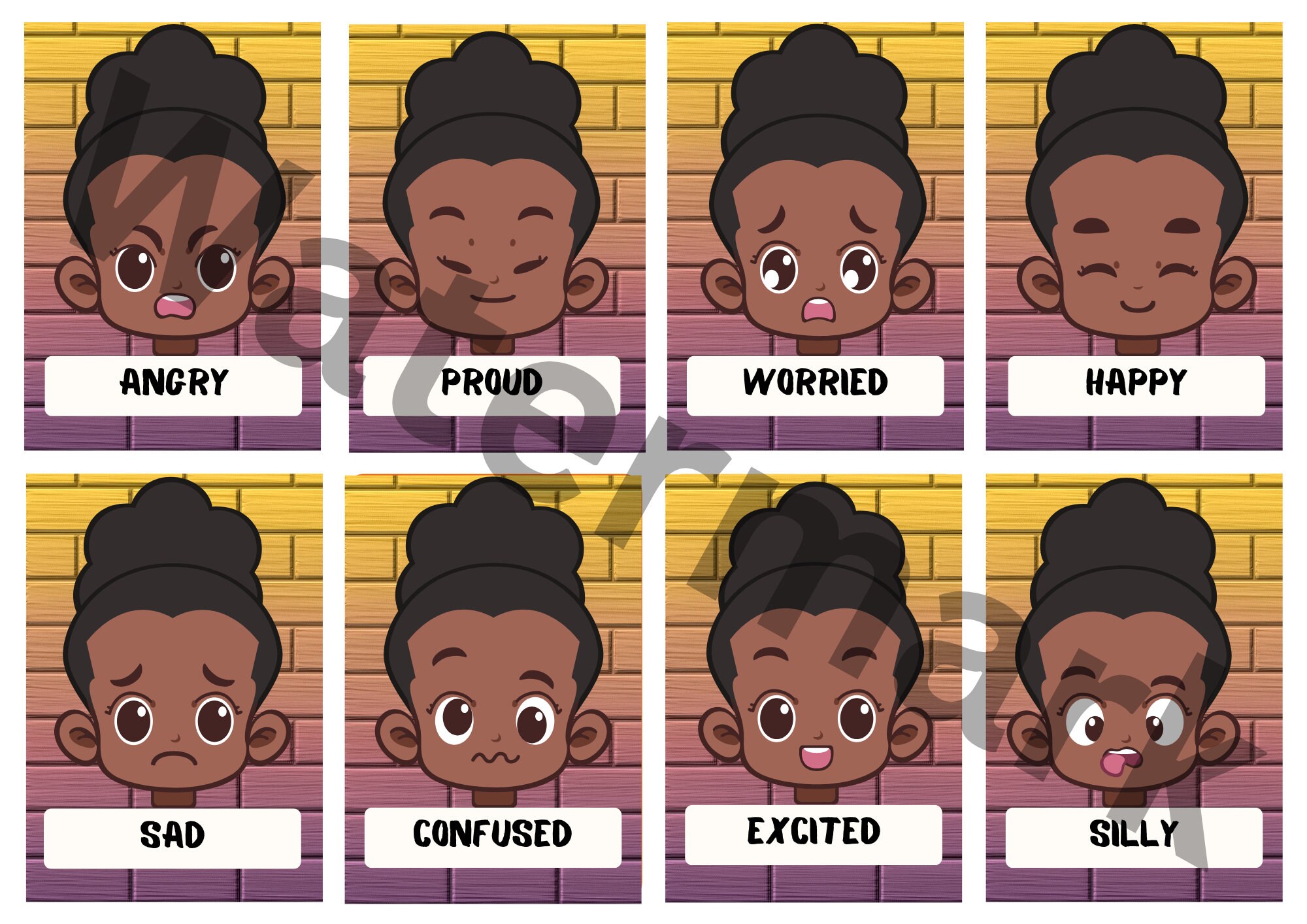 Black Children's Feelings Flashcards - Etsy
