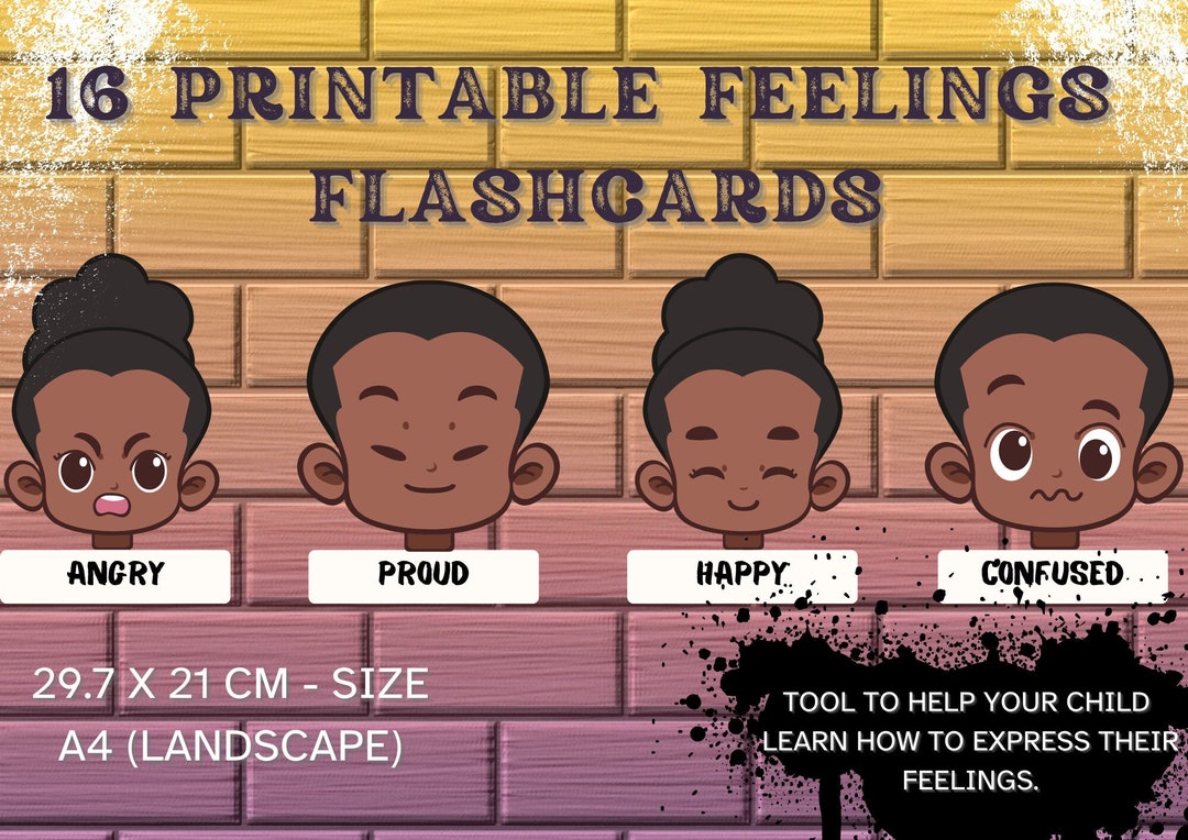 Black Children's Feelings Flashcards - Etsy