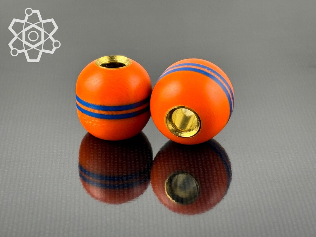 G10 Lanyard Bead, Orange and Blue G10, Brass Liner / EDC Lanyard Bead ...