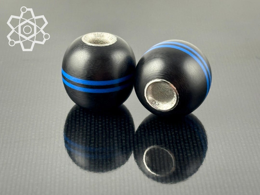 G10 Lanyard Bead, Black and Blue G10, Stainless Steel Liner / EDC ...