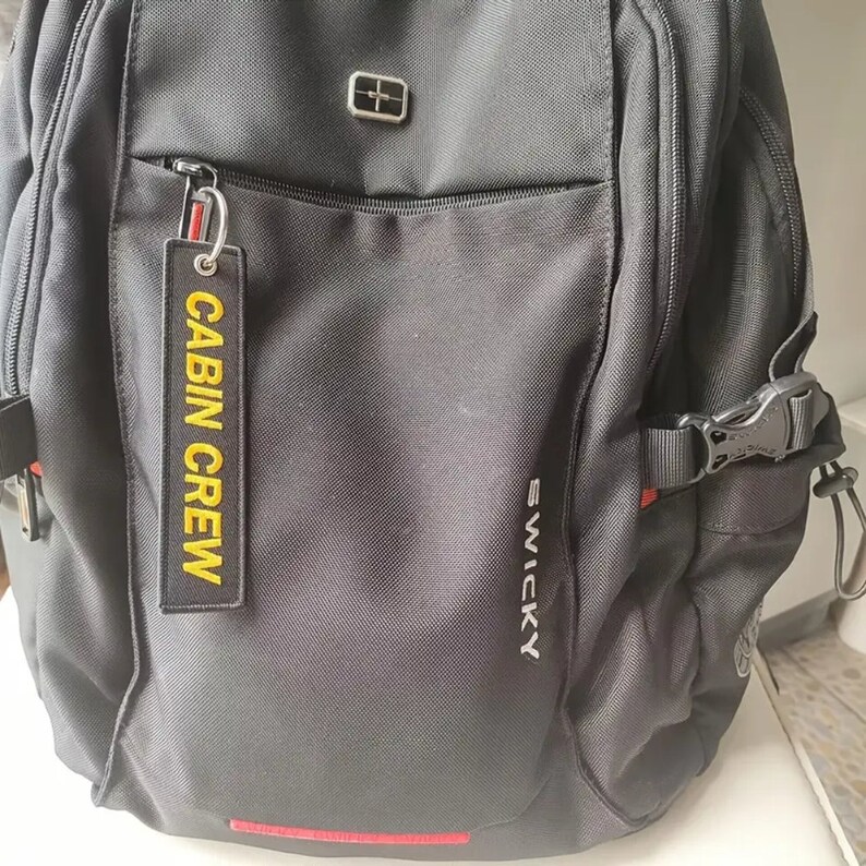 Cabin Crew Keychain Golden Plane Pattern Embroidery Key Ring Flight ...